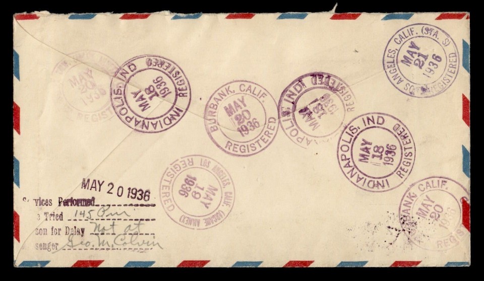 DR WHO 1936 REGISTERED SPECIAL DELIVERY AIRMAIL FAN MAIL CLAIRE DODD ...