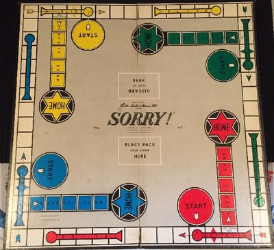 VINTAGE 1950's CANADIAN VERSION SORRY BOARD GAME BOARD!!! AS PICTURED ...