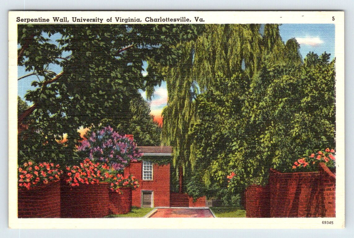 University of Virginia Charlottesville VA Vintage Linen Postcard BAS-22 ...