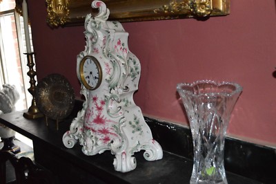 Mantel Clock Faience Case Roblin Paris C. 1850 | eBay