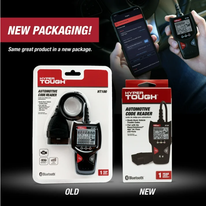 Hyper Tough HT100 Code Reader, 1996 & Newer OBD2 Vehicles, Free Fix & Part Recom | eBay