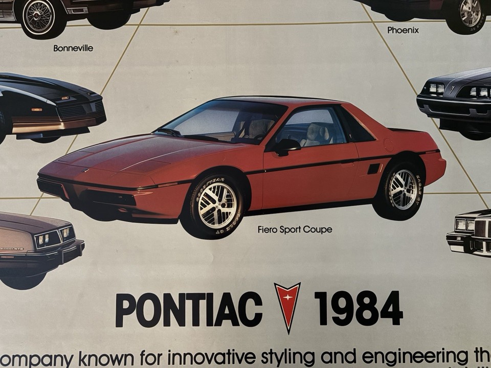 1984 PONTIAC Vehicles 60” x 40” Dealership Showroom Poster w/ FIERO ...