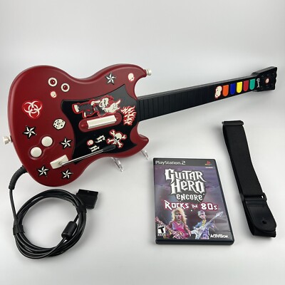 PS2 Guitar Hero Red Octane SG Controller and Encore Rocks The 80s Game ...