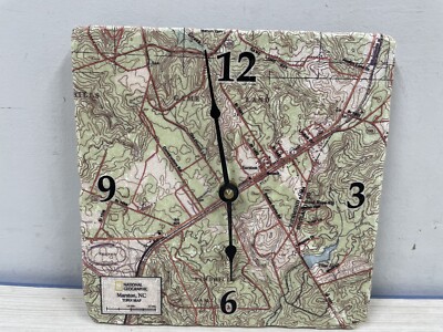 NIB National Geographic Marble Tile Topographical Map Wall Clock ...