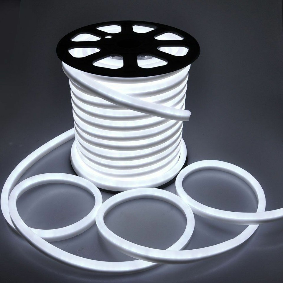 100ft LED Flex Neon Rope Light Strip Building Wedding Garden Sign Decor ...