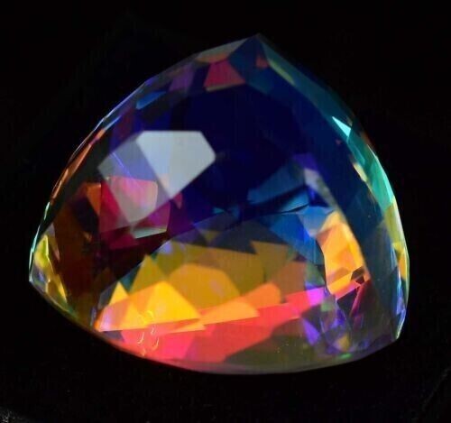GIE Certified 85.5 Ct Natural Trillion Cut Rainbow Color Mystic Quartz ...