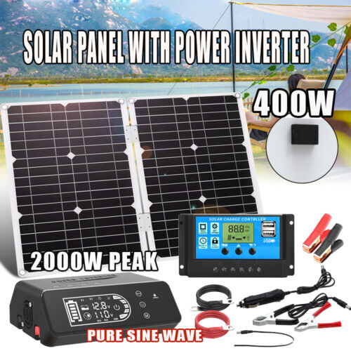 2000W Complete Solar Panel Kit with Controller & Inverter Home 110V ...