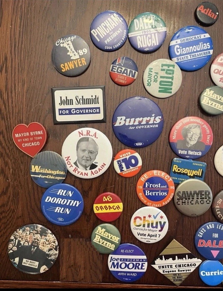 Lot Of 80 VTG & Current Chicago & Illinois Political Buttons White ...