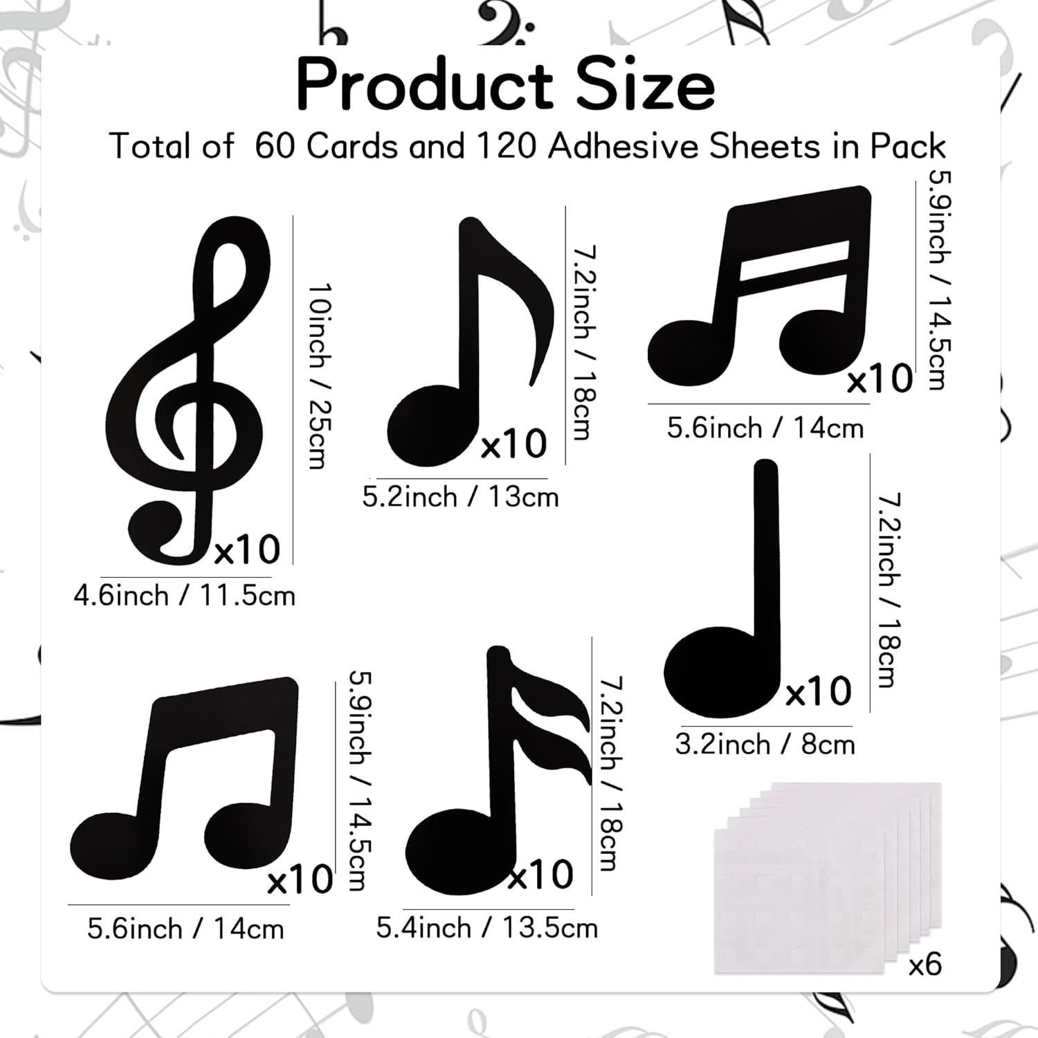 60 Pcs Music Notes Cutouts for Party Music Wall Decor,Double-Side ...