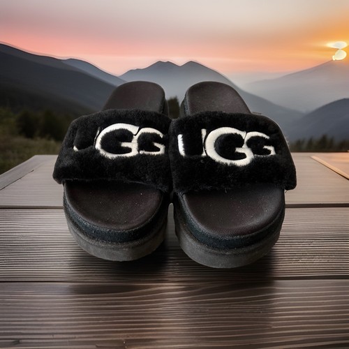 UGG LATON FUR SLIDE SHEEPSKIN 1111236/ WOMAN’S SIZE 8.5/ AUTHENTIC ...