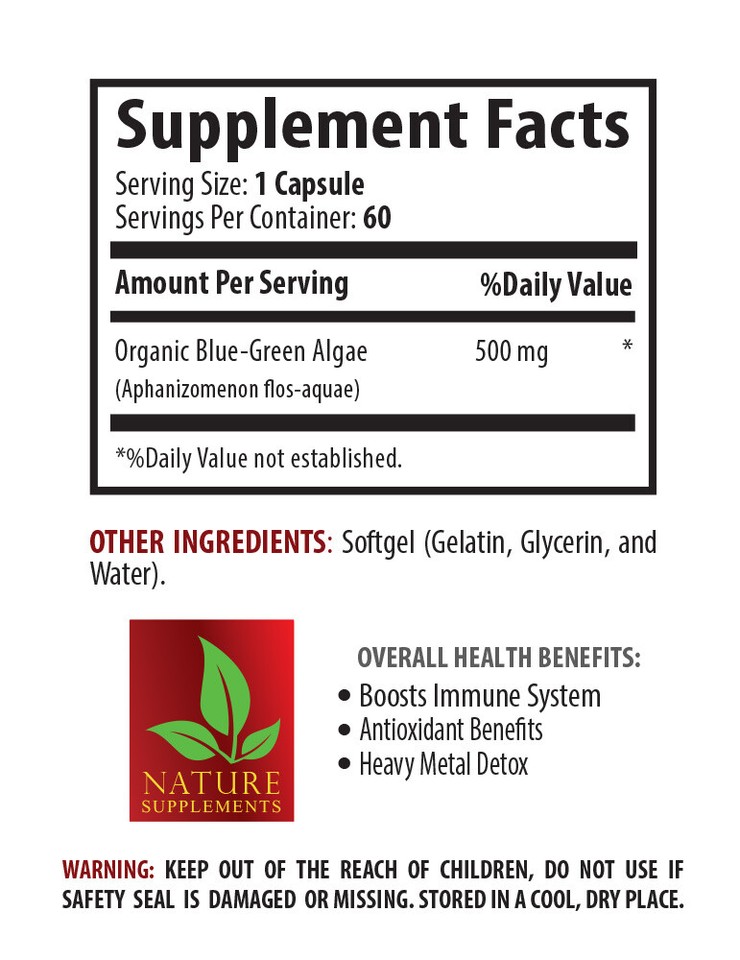 Pure BLUE GREEN ALGAE 500mg - Vegan Beta-carotene - Best Antioxidant ...