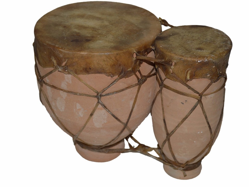 Moroccan Djembe Double Drum African Bongo Congo Artisan Handmade Clay ...