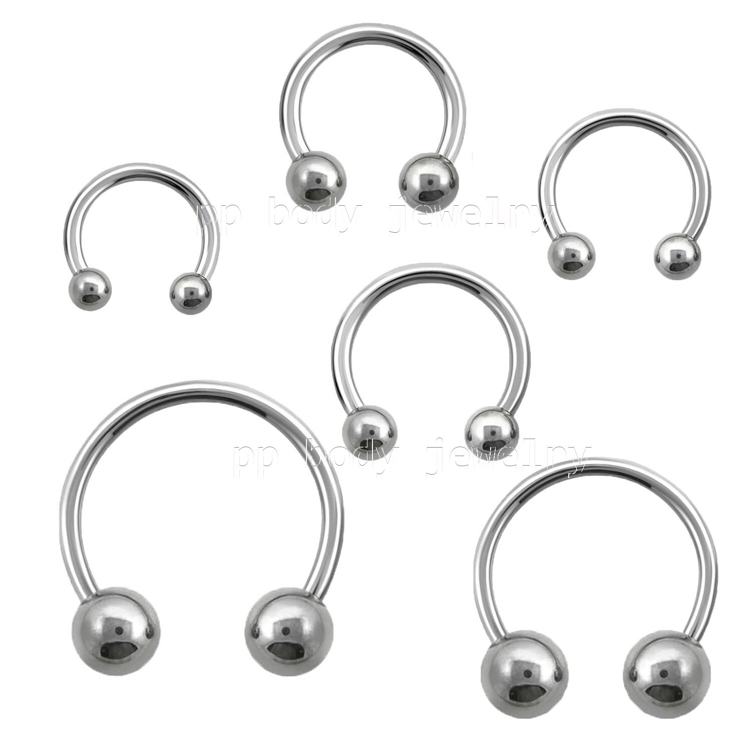 2pcs. 16G Surgical Steel Horseshoe Circular Barbell Earring Tragus ...
