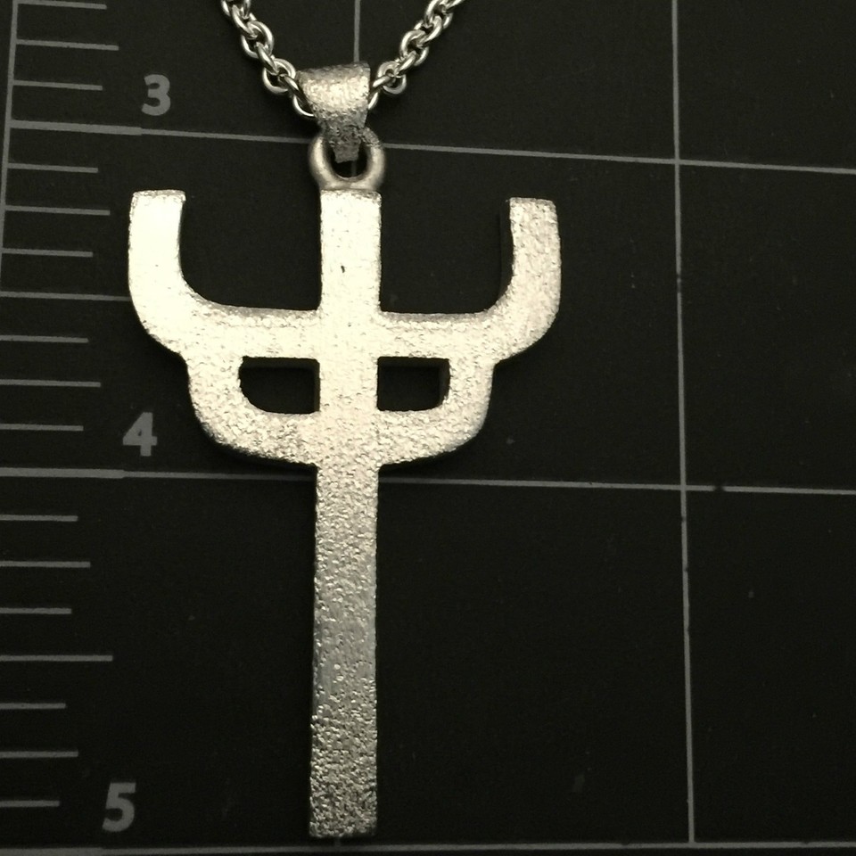 MJG STERLING SILVER 1 3/4" TALL JUDAS PRIEST PITCHFORK CROSS + CHAIN | eBay