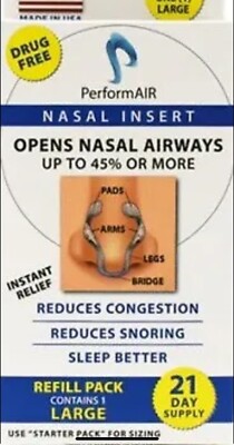 PerformAir Nasal Insert, Large Refill Pack, 1 Reusable Insert | eBay