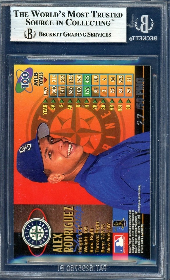 Alex Rodriguez 1998 Metal Universe Precious Metal Gems 27/50 BGS 8.5 ...