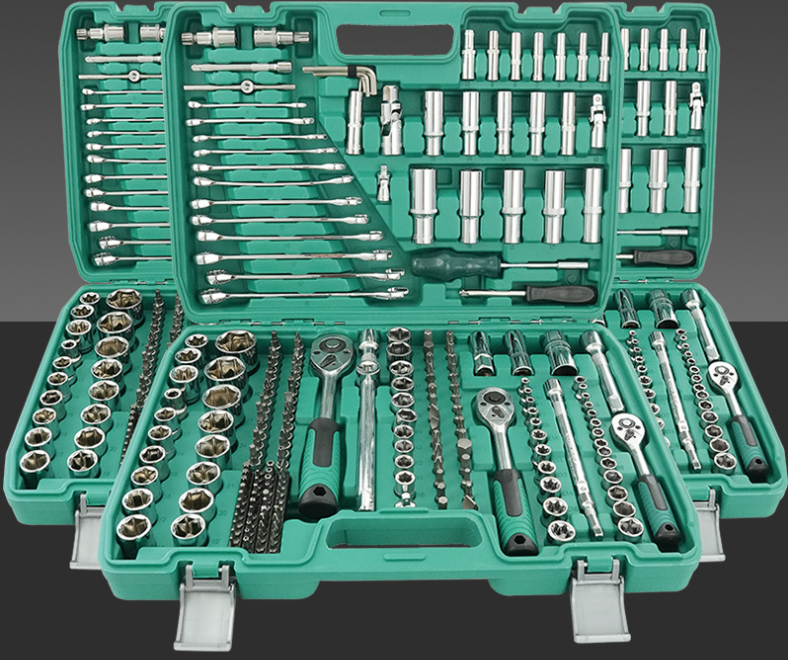 Mechanics Tools Kit and Socket Set 216 Piece 1/2 1/4 3/8 Drive Sizes ...