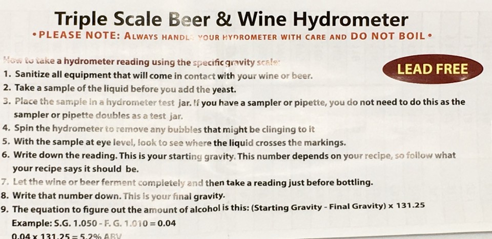 2 Triple Scale Beer Wine Precision Hydrometer Specific Gravity Brix ...