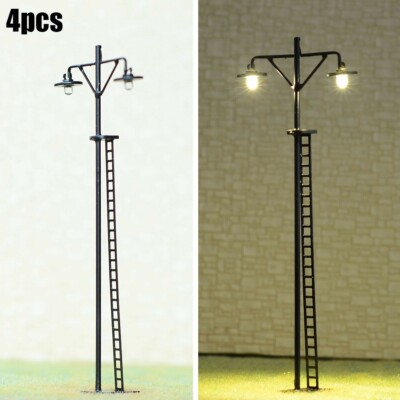 4*HO Scale LED Yard Light Model Train Railroad Street Station Lamp Post ...