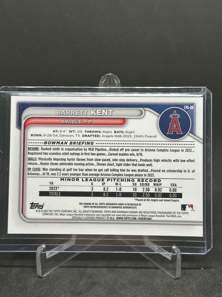 2024 Bowman Chrome Barrett Kent 1st Bowman Auto CPA-BK Angles | eBay