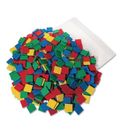 Square Color Tiles Math Manipulative for Kids Set of 400 - 4 Colors New ...