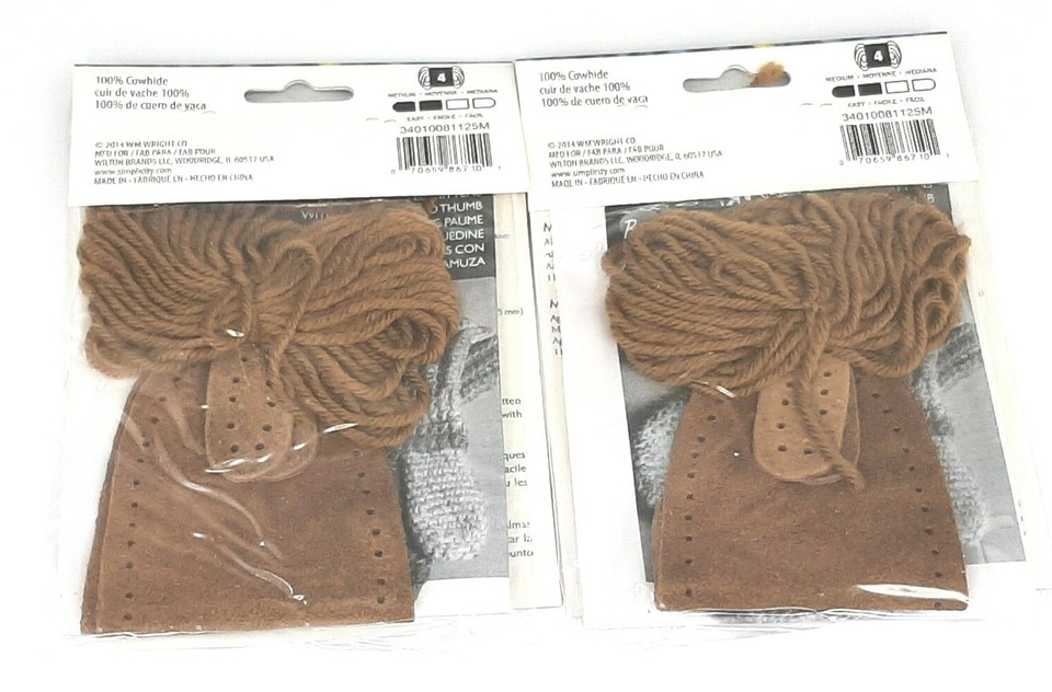 BOYE Mitten Kits Suede Palms 2 SETS Medium Tan Yarn Crochet Knit Craft ...