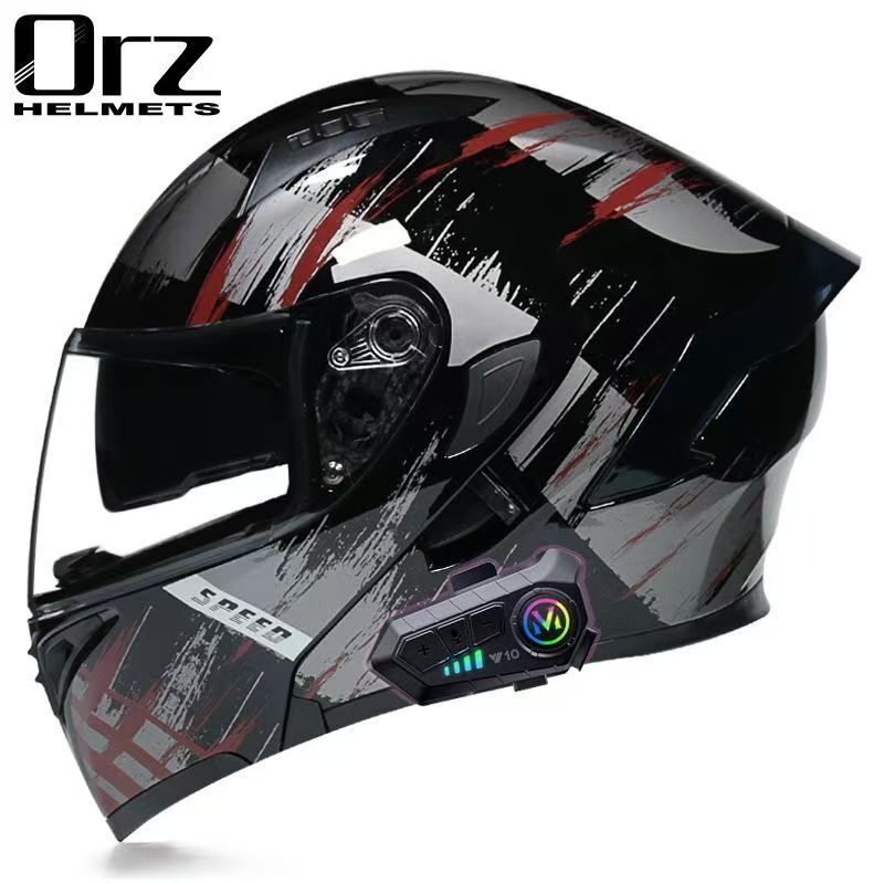 Bluetooth Motorcycle Intercom Helmet Racing Dual Visors Modular ...