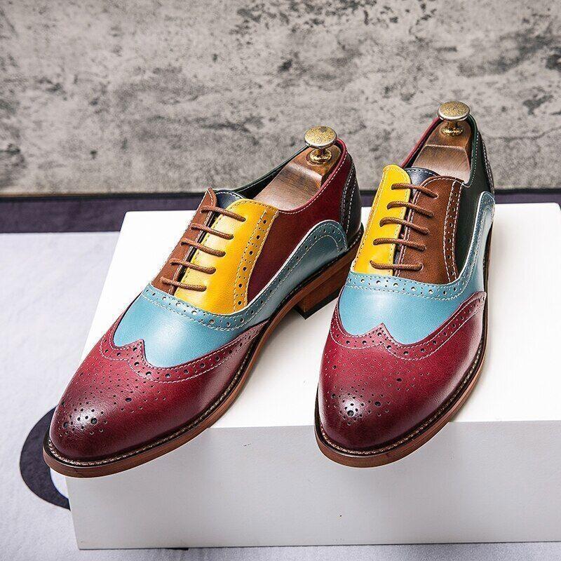 Mens Elegant Business Wedding Brogues Round Toe Carved Lace Up Party ...