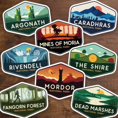 Lord of the Rings Stickers, Middle Earth National Park Stickers Lord of ...
