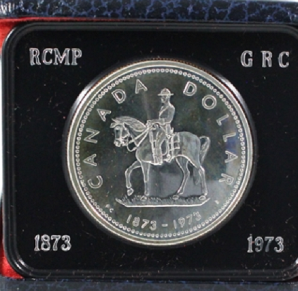 1973 Canada RCMP Commemorative VIP Cased Silver Dollar Coin. Blue with ...