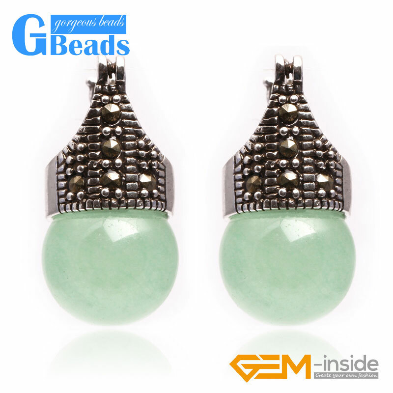 G-Beads Fashion 12mm Round Ball Beads Marcasite Silver Dangle Stud Hoop ...