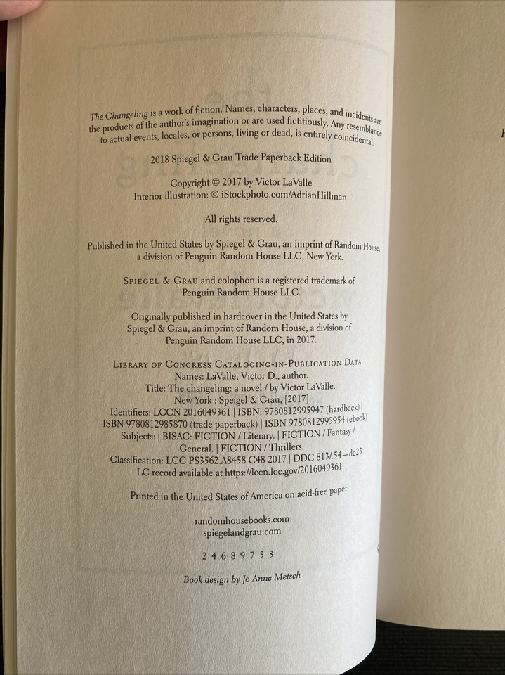 The Changeling : A Novel by Victor LaValle (2018, Trade Paperback ...