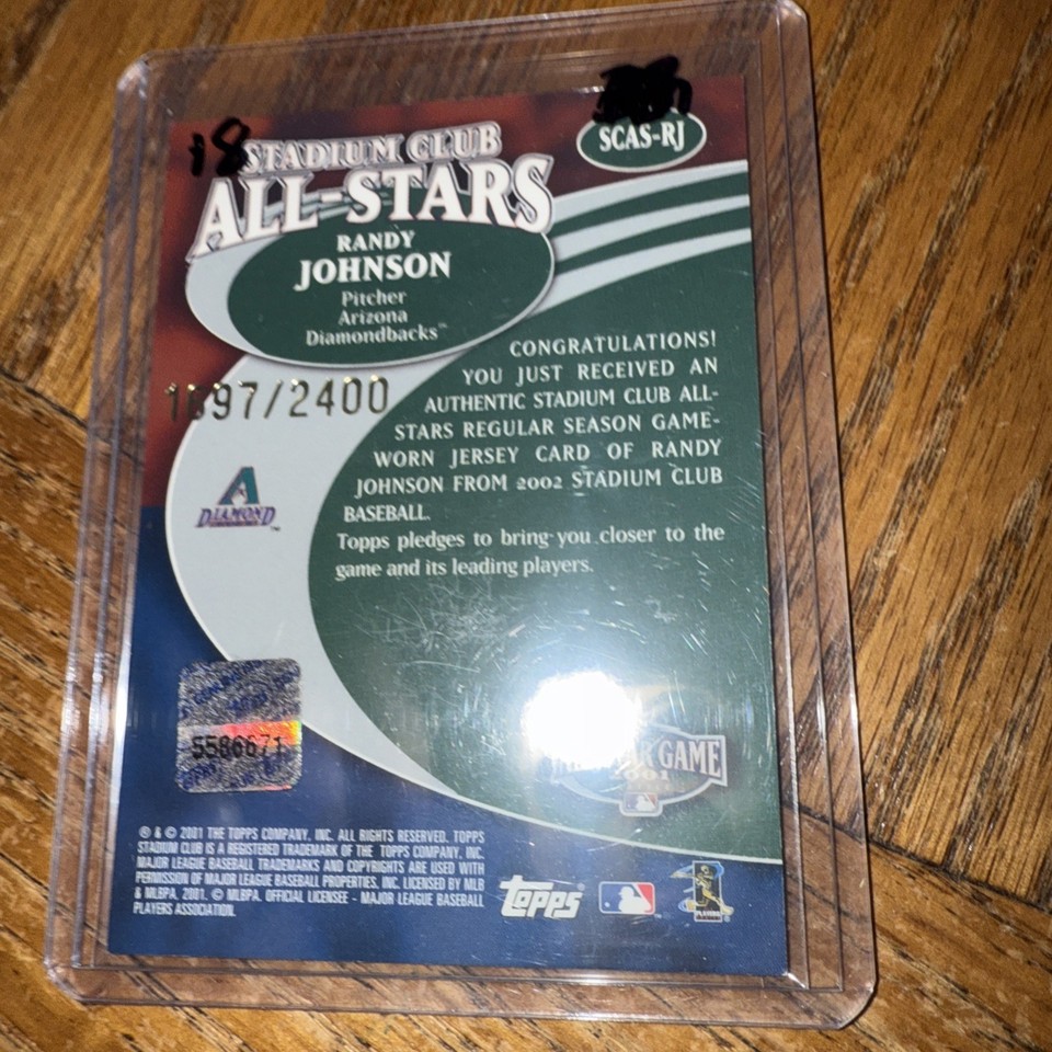 2002 Topps Stadium Club All-Stars Relics 1697/2400 Randy Johnson #SCAS ...