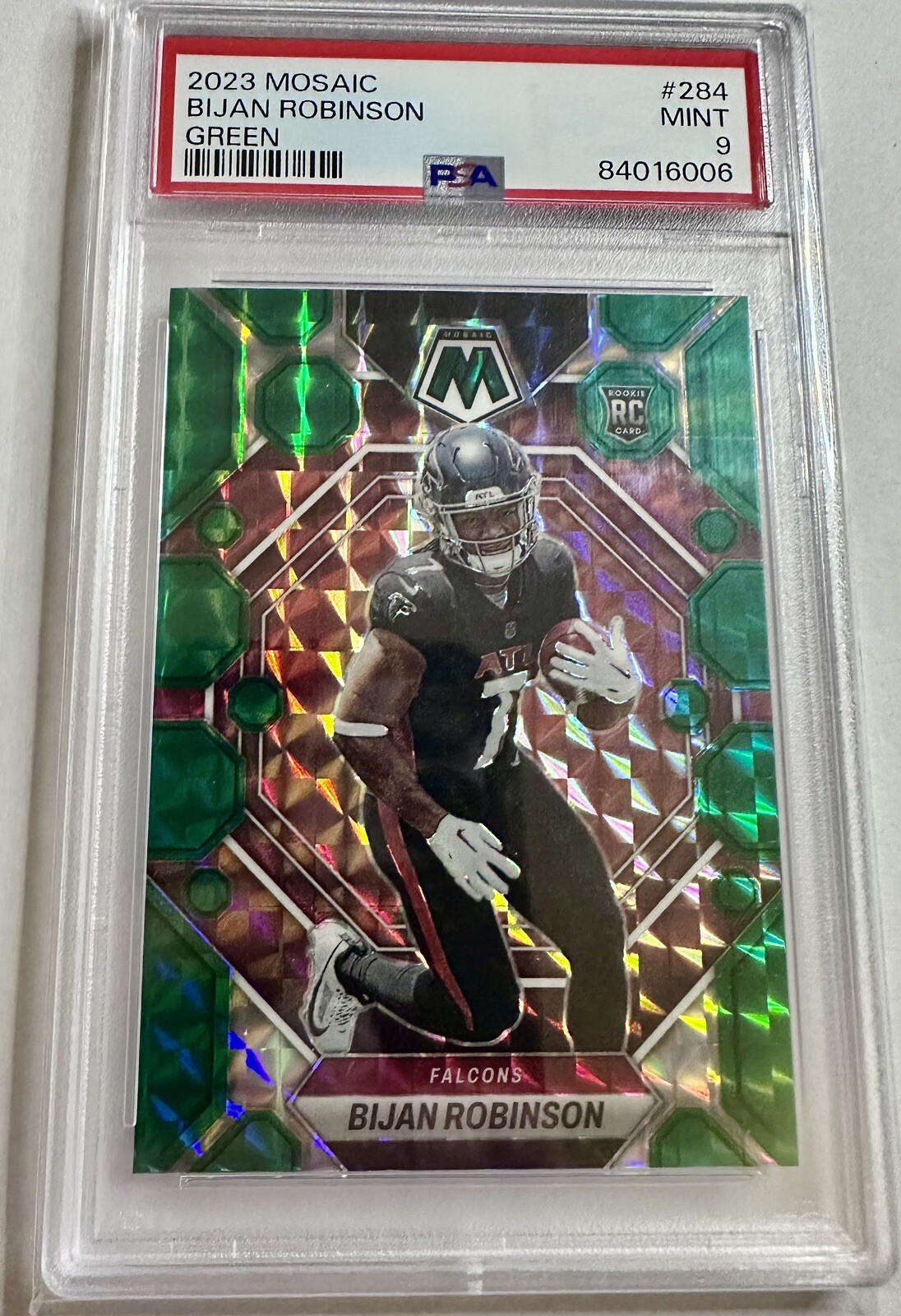 BIJAN ROBINSON RC 2023 MOSAIC 284 GREEN PRIZM ROOKIE CARD PSA 9 | eBay