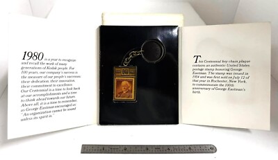 Vintage Kodak George Eastman Stamp Centennial Momento Keychain 1980's ...
