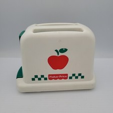 Toy Pop up Toaster Kitchen Fisher 1997 Apple Graphic White Green Red ...