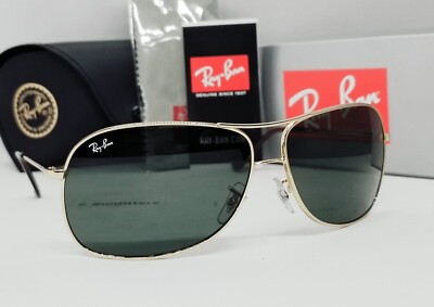 RAY BAN gold/dark green RB3267 001/71 64 sunglasses NEW IN BOX ...