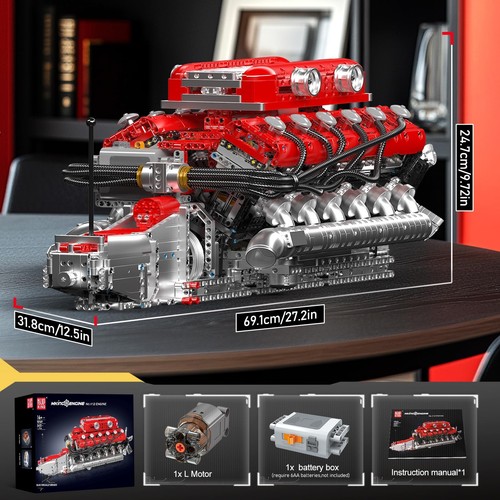 V12 Engine Building Block Sets, V12 Engine Model Kit That Runs, MOC ...