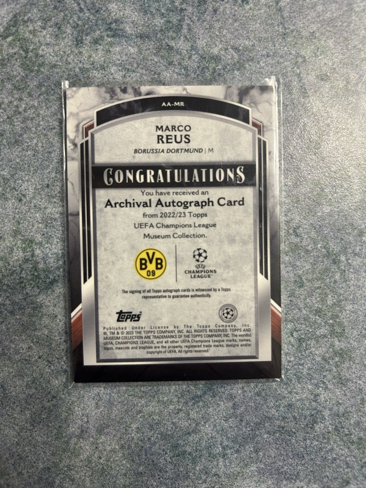 Marco Reus 33/99 Auto 2022/23 Topps Museum UCL Archival Autograph BVB ...