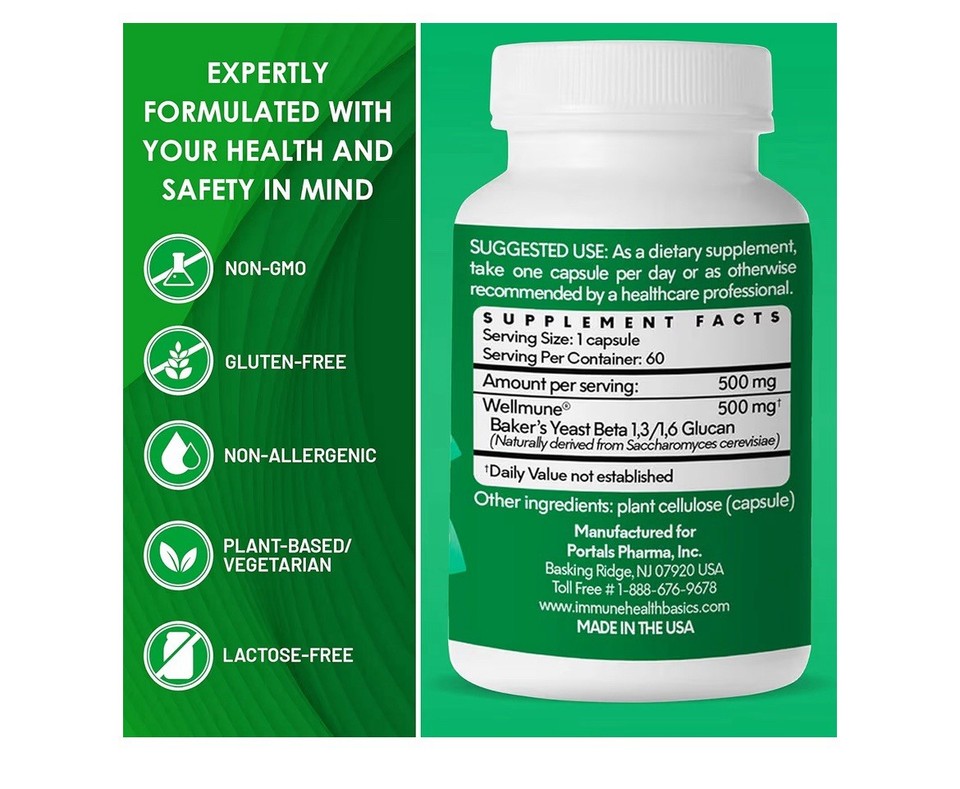 Immune Health Basics Clinically Proven Immune Support Wellmune 500mg 60 ...
