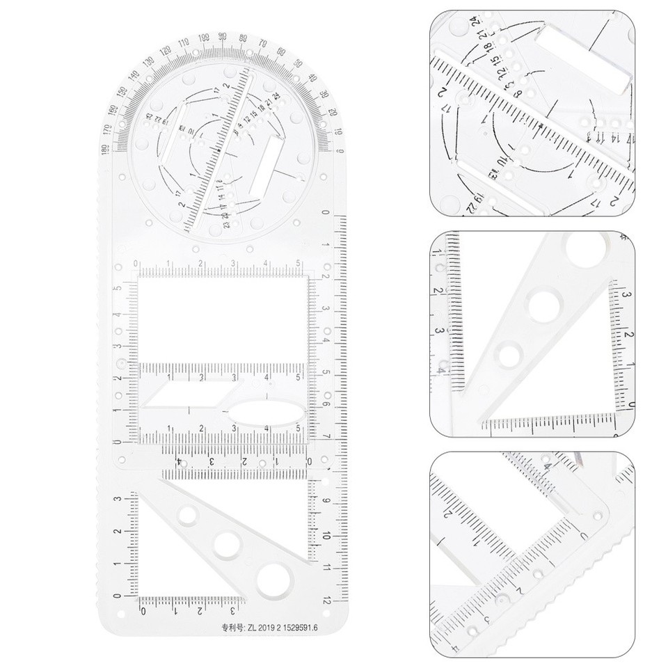 Plastic Drawing Ruler Portable Geometric Rulers Students Measuring ...
