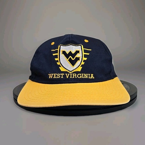 Vintage West Virginia Mountaineers Snapback Hat Blue Gold Shield Logo ...