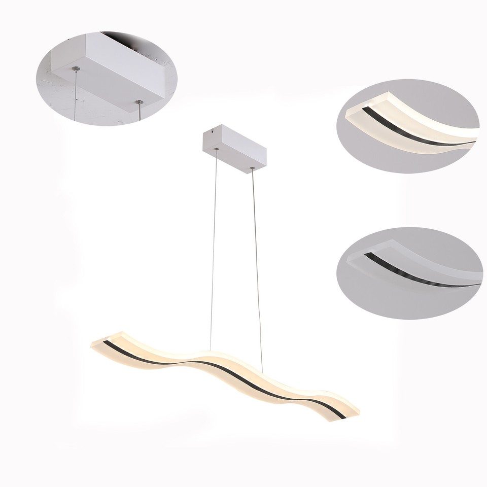 LED Modern Linear Wave Pendant Lamp Dining Room Hanging Chandelier ...