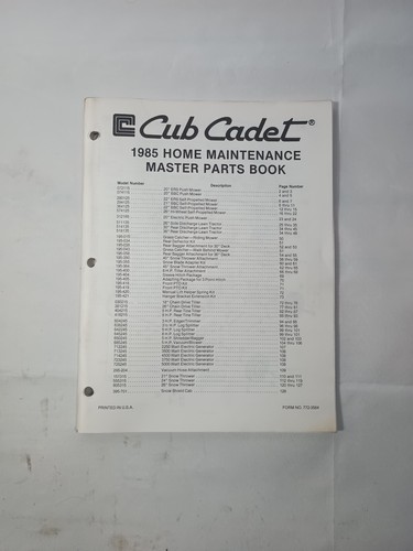 Cub Cadet Dealer Home Maintenance Master Parts Book For 1985 G92 4 | eBay