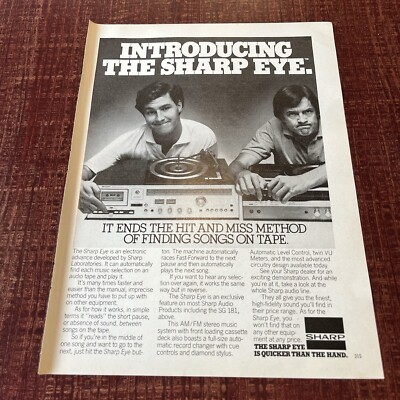 1977 Sharp Eye SG-181 Stereo Record Player Cassette Tape Deck Print Ad Original | eBay