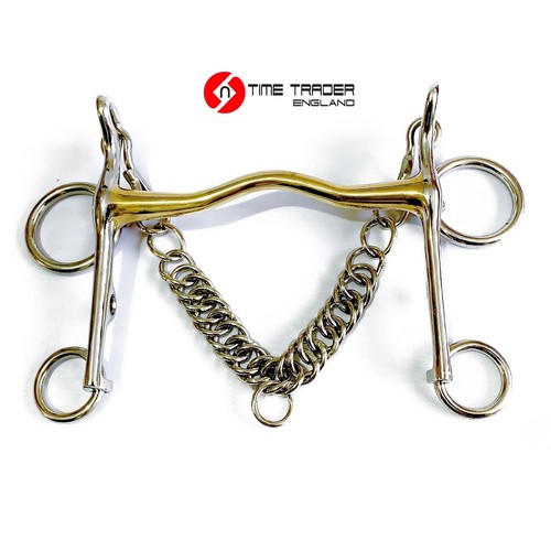 Fixed Cheek Weymouth Pelham Bit with curb chain Size 5" 5.5" 6" Horse ...