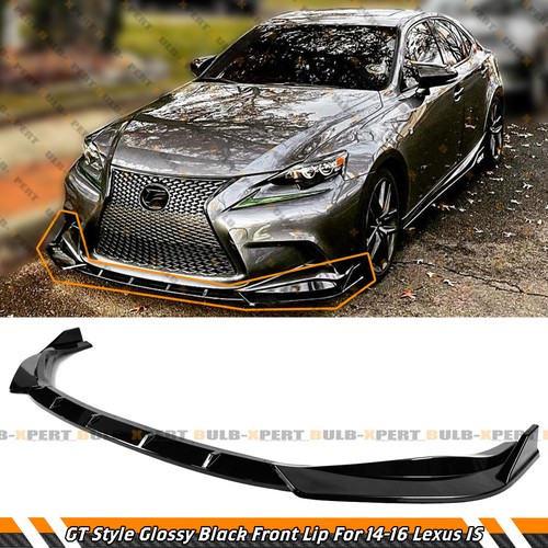 GT STYLE GLOSS BLK FRONT BUMPER LIP SPLITTER FOR 14-16 LEXUS IS250 ...