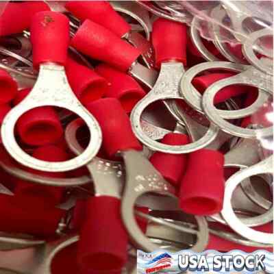 RED 22-18 Gauge Wire Ring Terminals Vinyl Connectors Eyelet - YOU ...