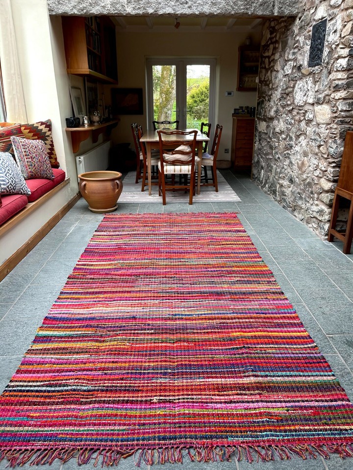 Rag Rug Festival Rugs Multicolour Rainbow Mat Cotton Hand Made ...