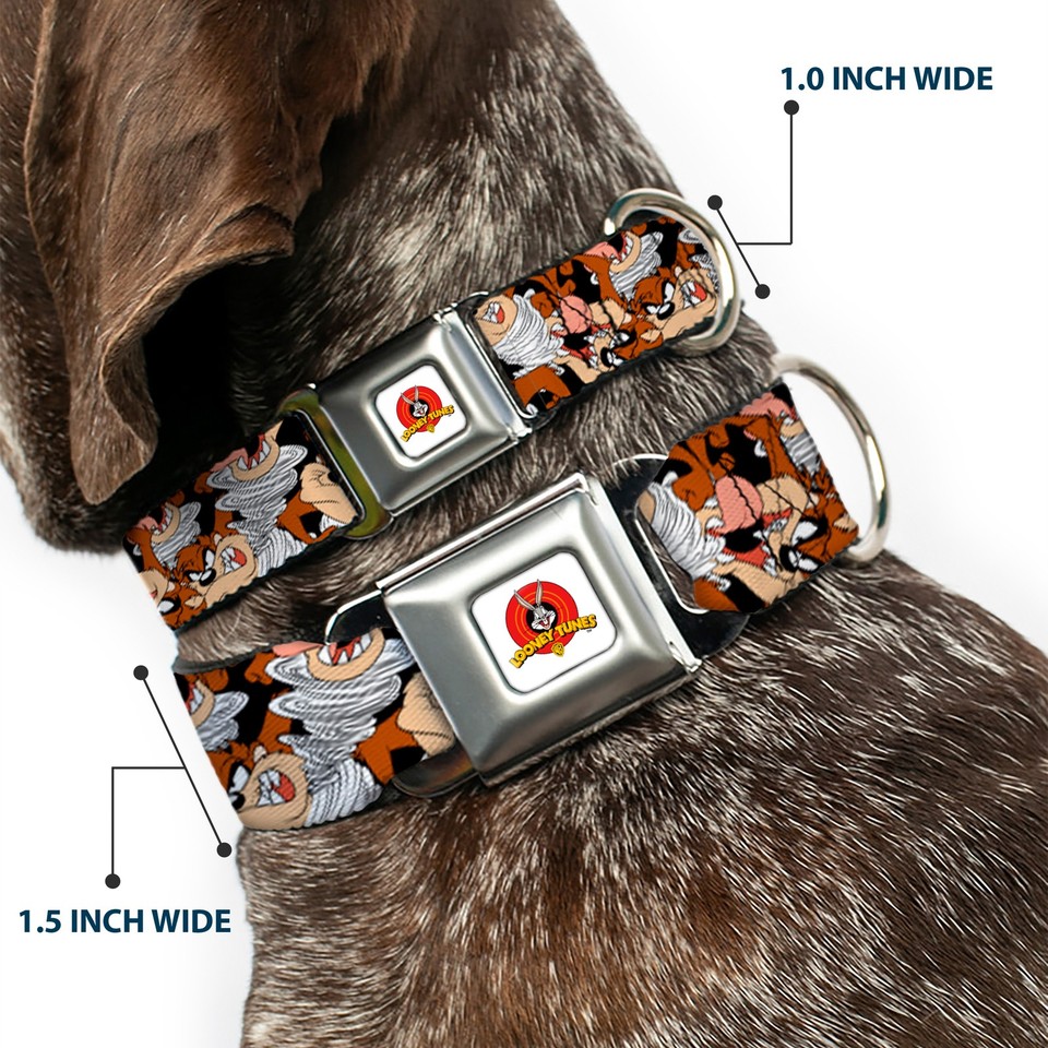 Dog Collar LTA-Looney Tunes Logo White Tasmanian Devil Vortex Poses (US ...